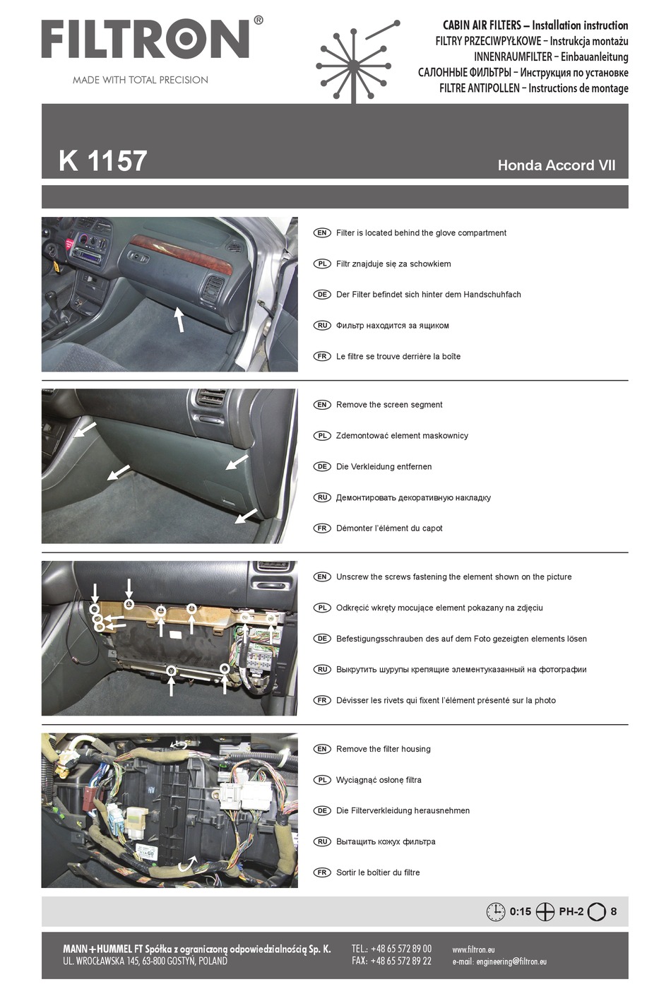FILTRON K 1157 INSTALLATION INSTRUCTIONS Pdf Download | ManualsLib