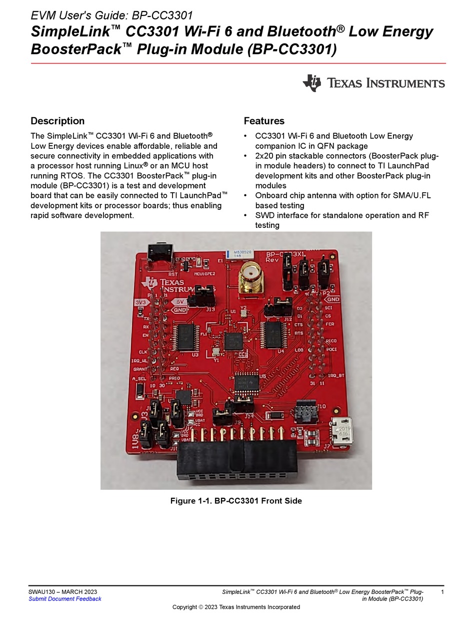 TEXAS INSTRUMENTS SIMPLELINK CC3301 USER MANUAL Pdf Download | ManualsLib