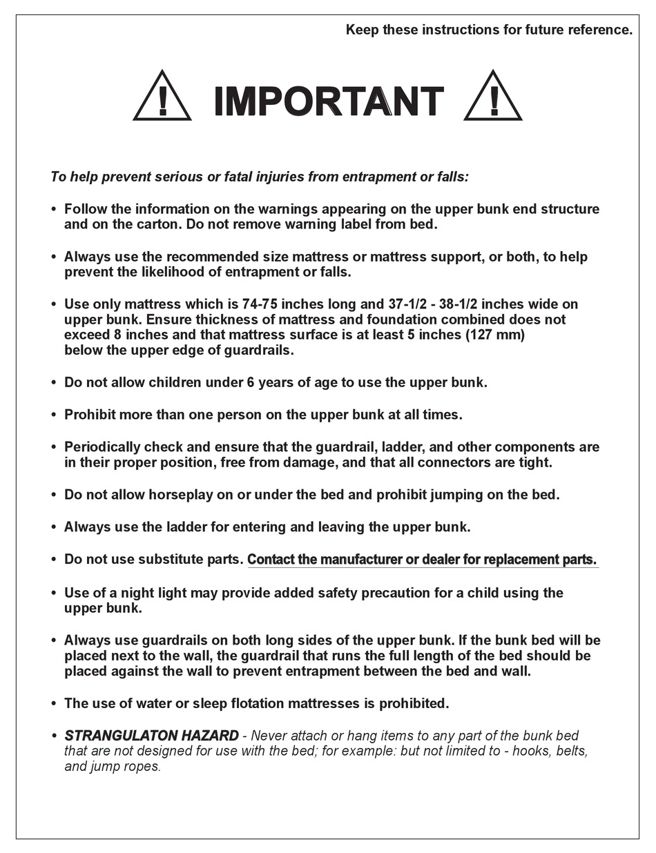 HILLSDALE FURNITURE URBAN QUARTERS YOUTH JR 101818-104788 MANUAL Pdf ...