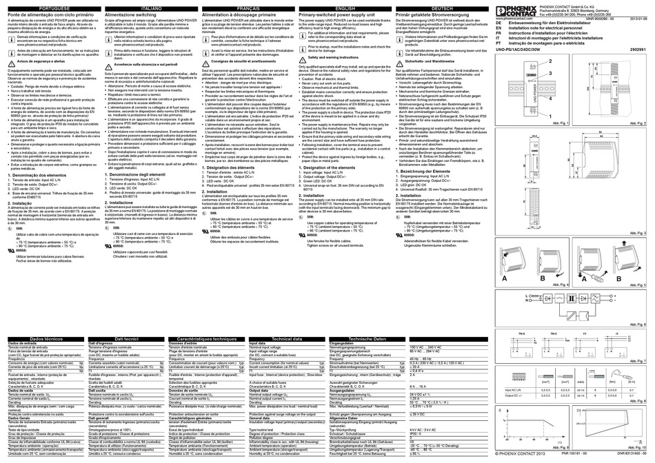 PHOENIX CONTACT UNO POWER UNO PS 1AC 24DC 30W INSTALLATION NOTES Pdf PHOENIX CONTACT UNO POWER UNO PS 1AC 24DC 30W INSTALLATION NOTES Pdf