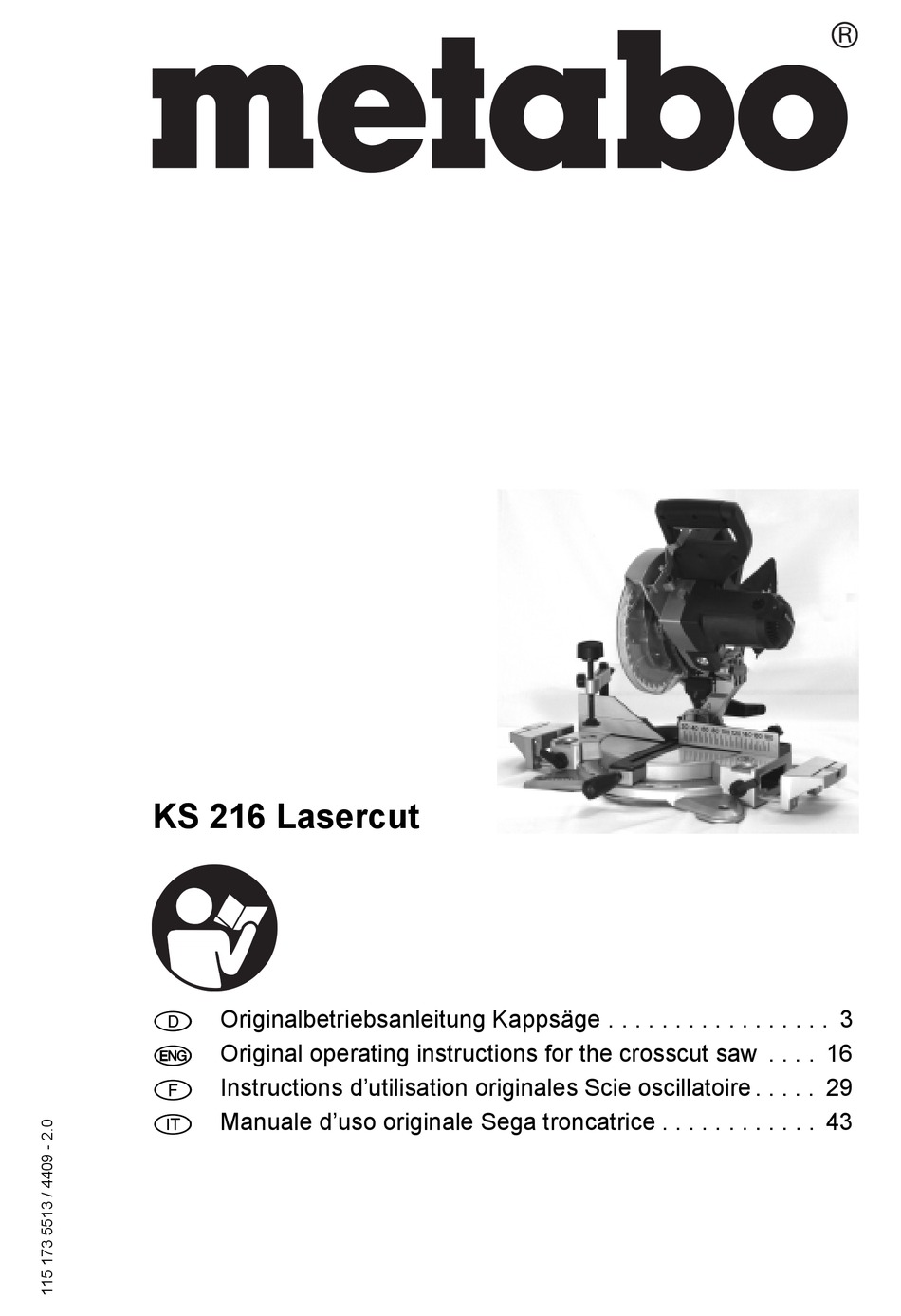 METABO KS 216 LASERCUT ORIGINAL OPERATING INSTRUCTIONS Pdf Download ...