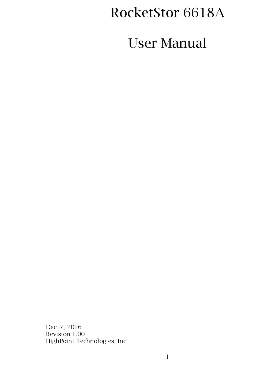 HIGHPOINT ROCKETSTOR 6618A USER MANUAL Pdf Download | ManualsLib
