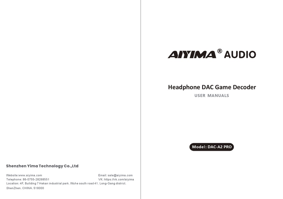 AIYIMA DAC-A2 PRO USER MANUALS Pdf Download | ManualsLib