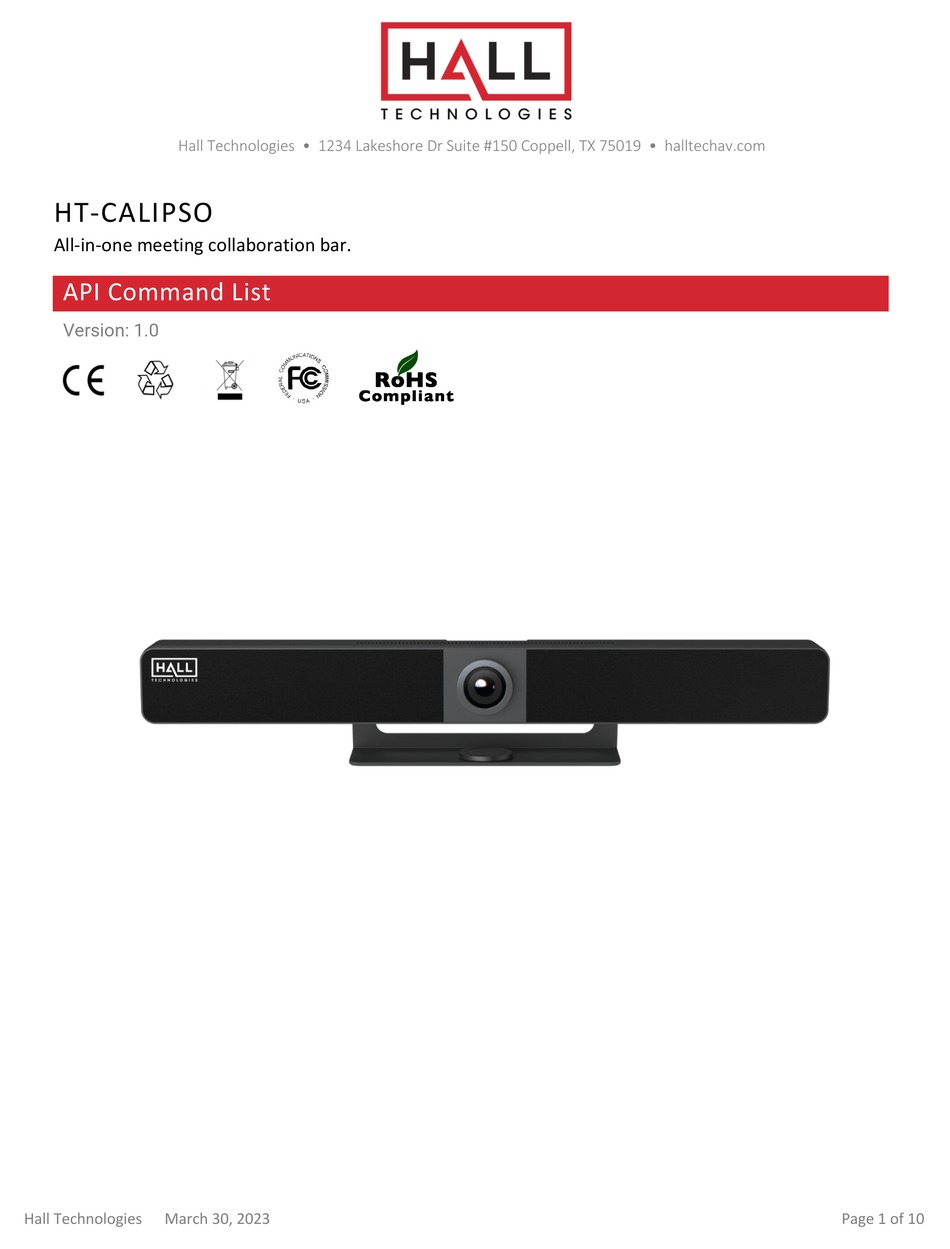 Hall Technologies Ht Calipso Manual Pdf Download Manualslib