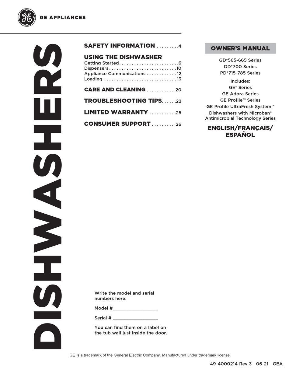 GE GD 565 SERIES OWNER'S MANUAL Pdf Download | ManualsLib