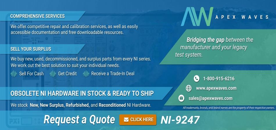 NATIONAL INSTRUMENTS NI-9247 GETTING STARTED MANUAL Pdf Download ...