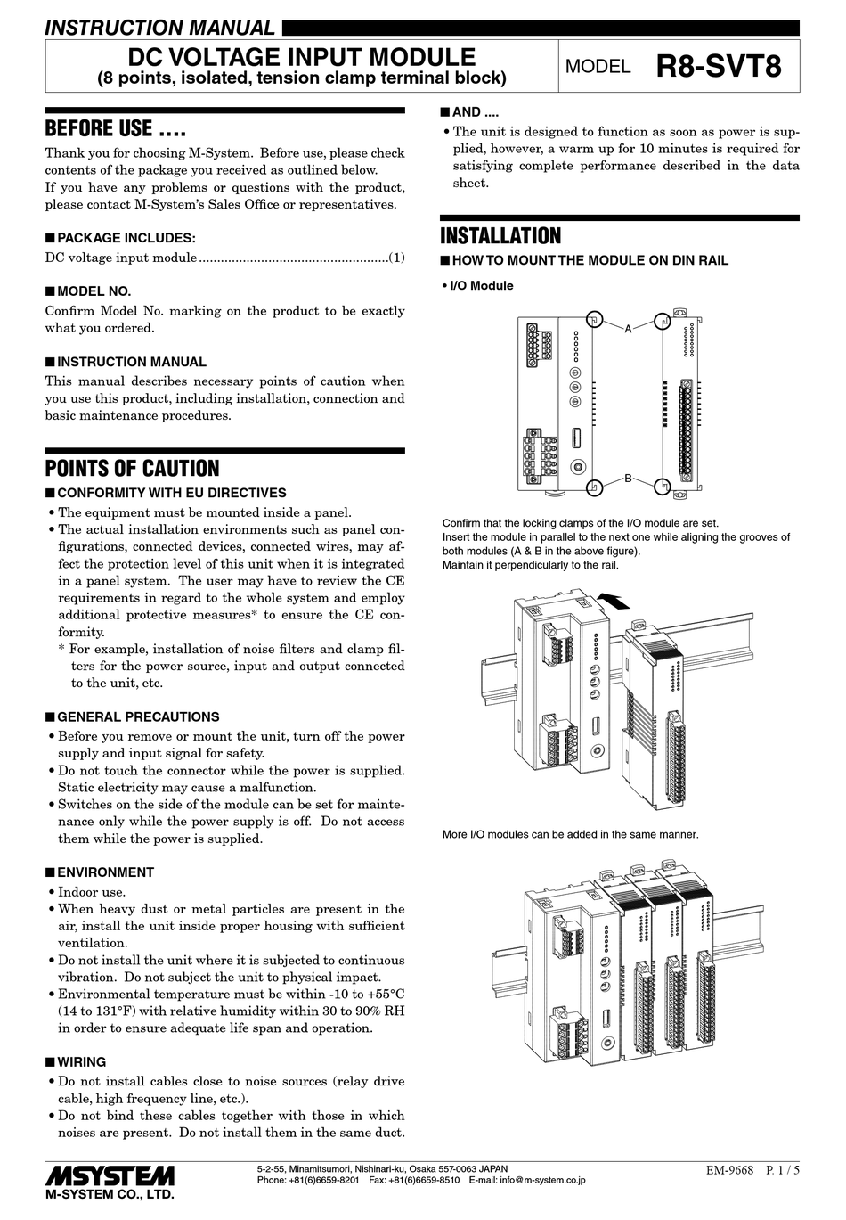 M-SYSTEM R8-SVT8 INSTRUCTION MANUAL Pdf Download | ManualsLib