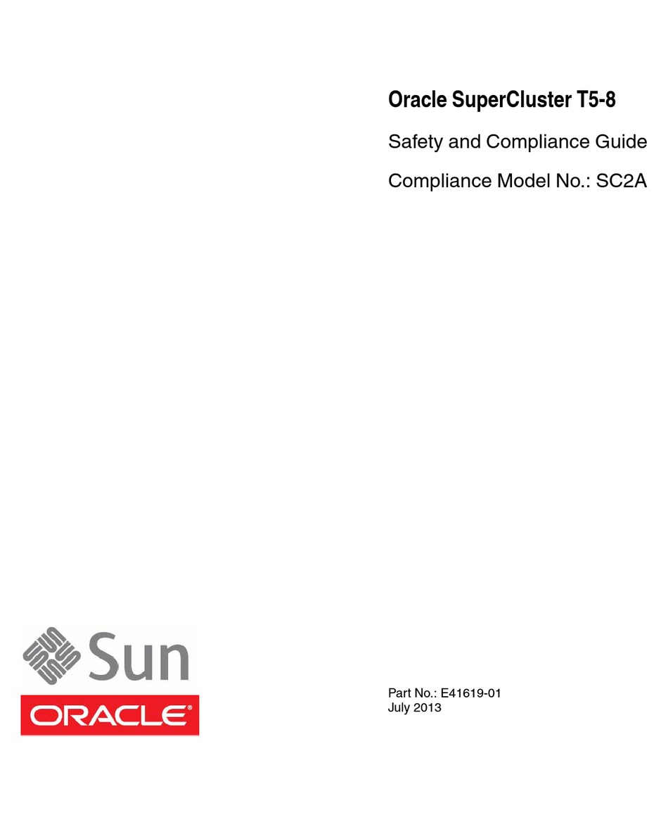 Sun Oracle Supercluster T5 8 Safety And Compliance Manual Pdf Download