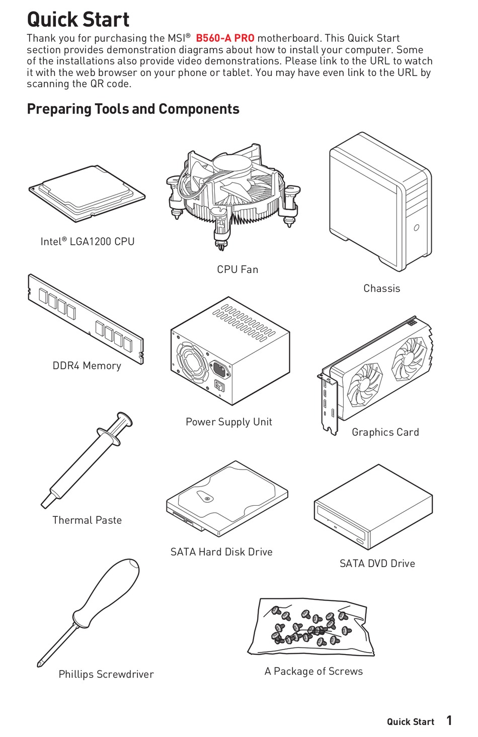 MSI B560-A PRO QUICK START MANUAL Pdf Download | ManualsLib