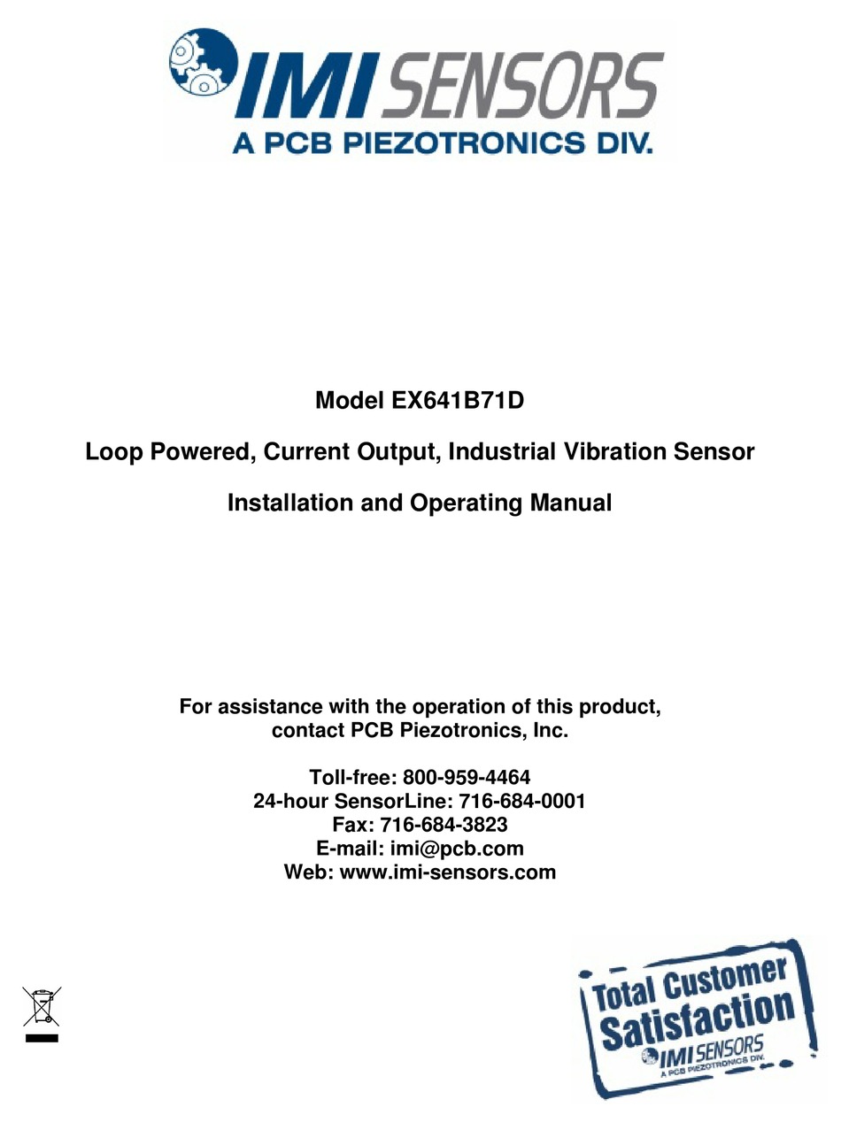 PCB PIEZOTRONICS IMI SENSORS EX641B71D INSTALLATION AND OPERATING ...