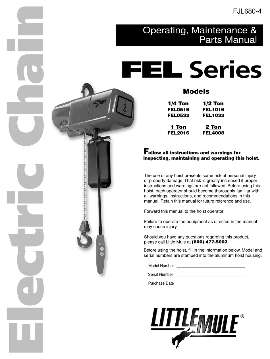LITTLE MULE FEL SERIES OPERATING, MAINTENANCE & PARTS MANUAL Pdf ...