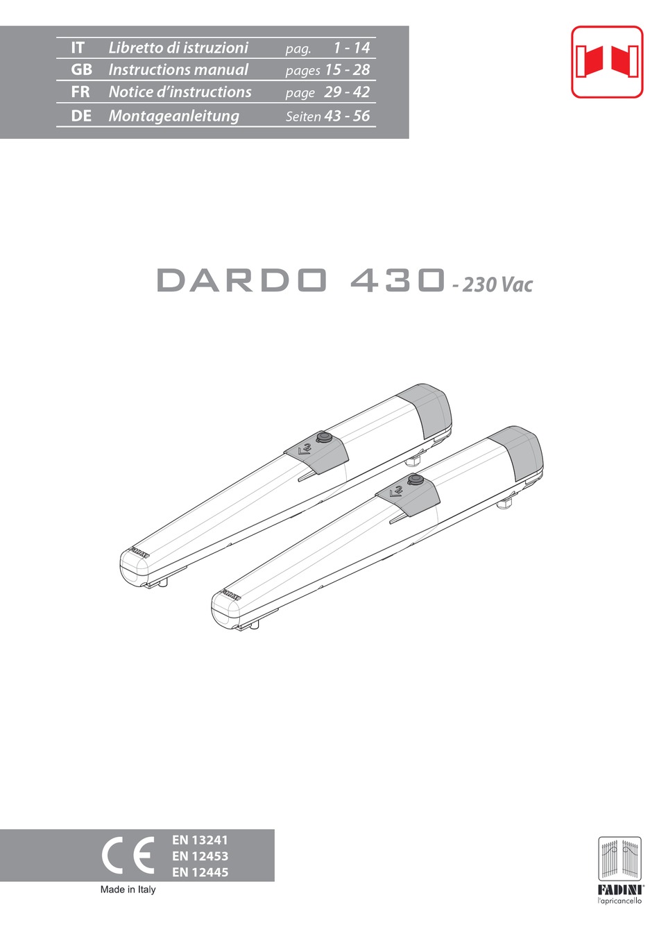 FADINI DARDO 430 INSTRUCTION MANUAL Pdf Download | ManualsLib