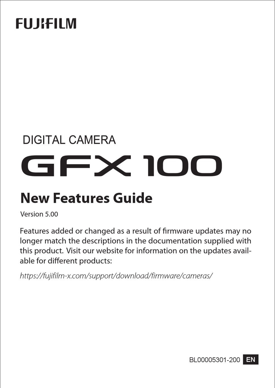 FUJIFILM GFX 100 NEW FEATURES MANUAL Pdf Download | ManualsLib