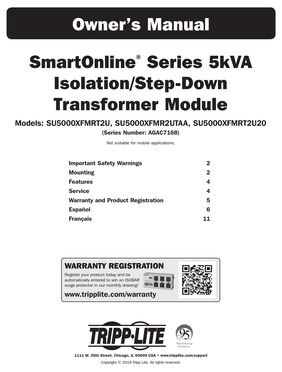 TRIPP LITE SU5000XFMR2UTAA OWNER'S MANUAL Pdf Download | ManualsLib