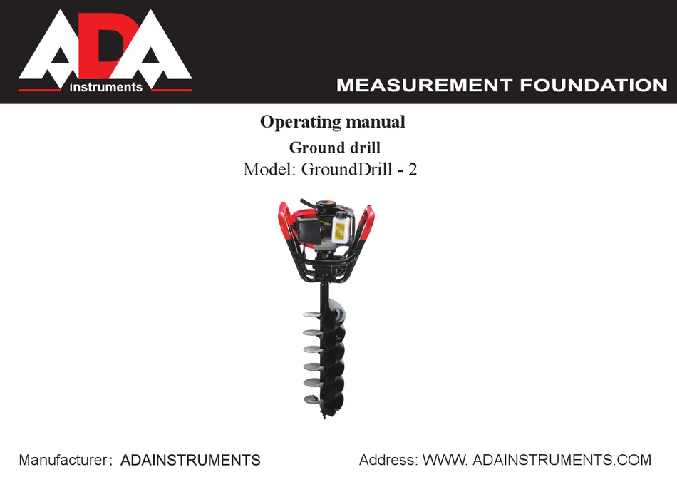 ADA INSTRUMENTS GROUNDDRILL-2 OPERATING MANUAL Pdf Download | ManualsLib