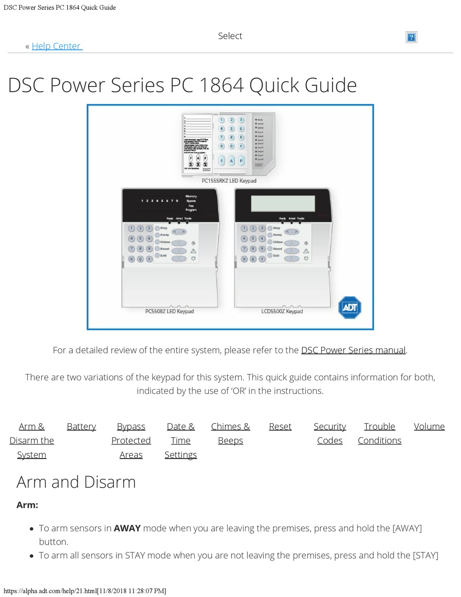 Dsc Pc 1864 Quick Manual Pdf Download Manualslib