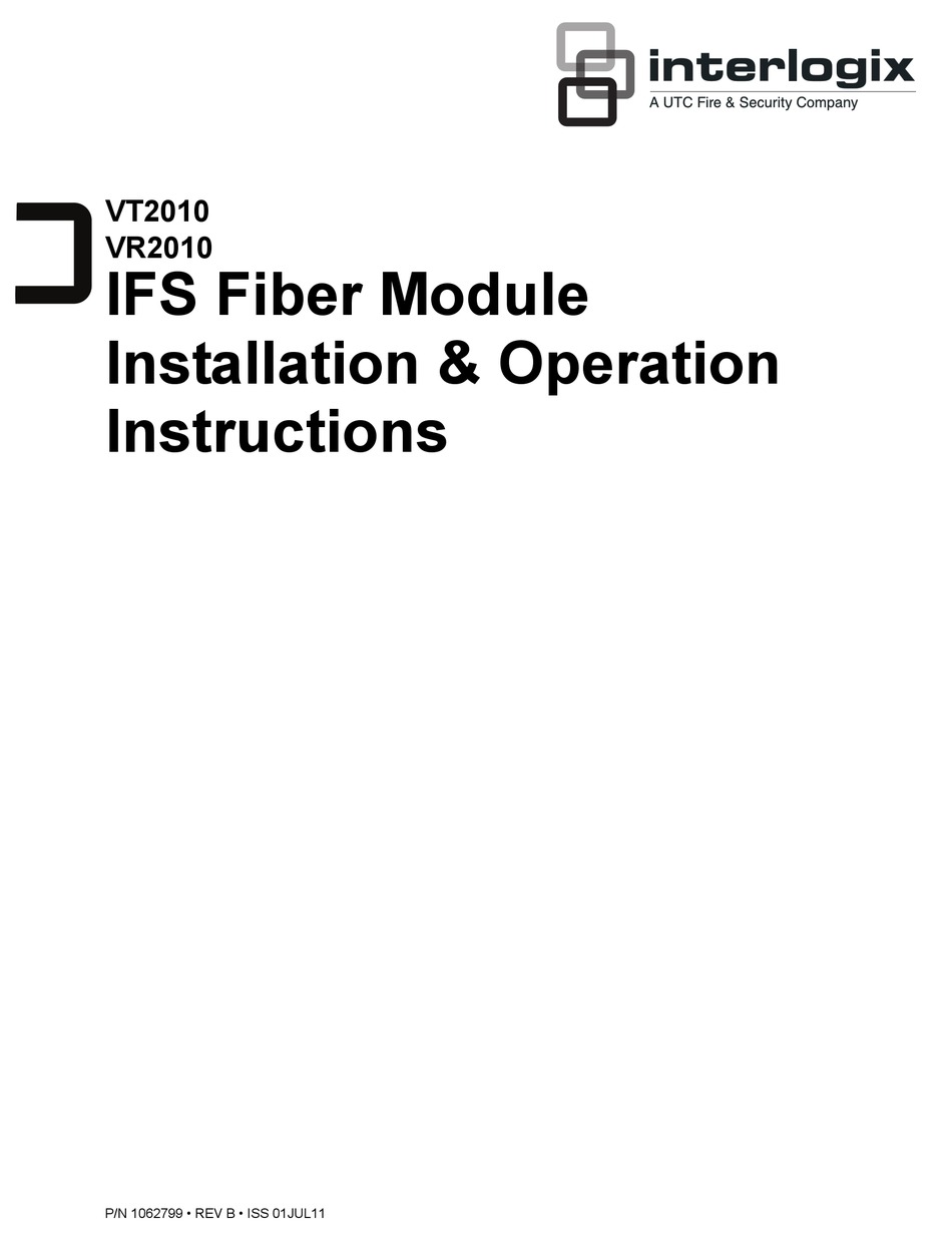 UTC FIRE AND SECURITY INTERLOGIX VT2010 INSTALLATION & OPERATION ...