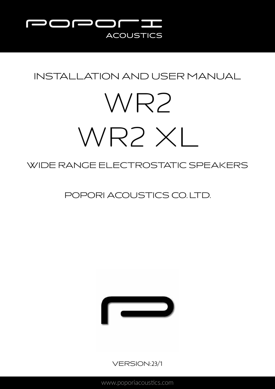 POPORI ACOUSTICS WR2 INSTALLATION AND USER MANUAL Pdf Download | ManualsLib
