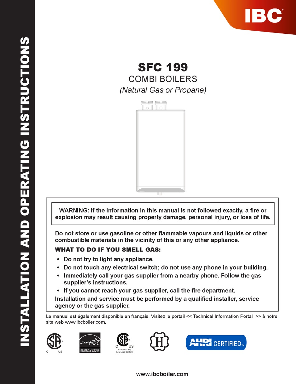IBC SFC 199 INSTALLATION AND OPERATING INSTRUCTIONS MANUAL Pdf Download ibc-sfc-199-installation-and-operating-instructions-manual-pdf-download