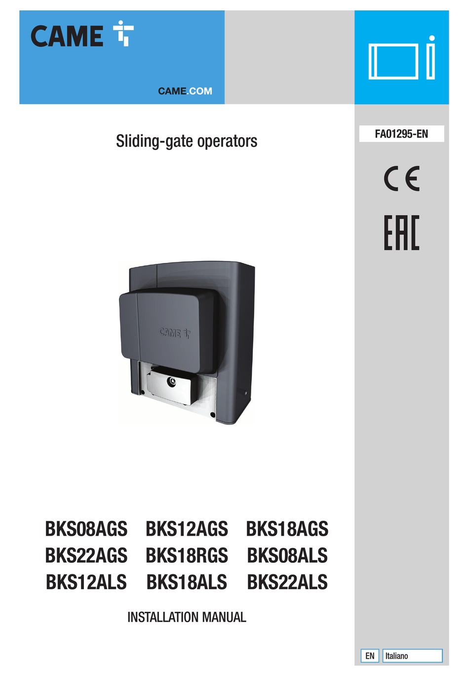 CAME BKS08AGS INSTALLATION MANUAL Pdf Download | ManualsLib