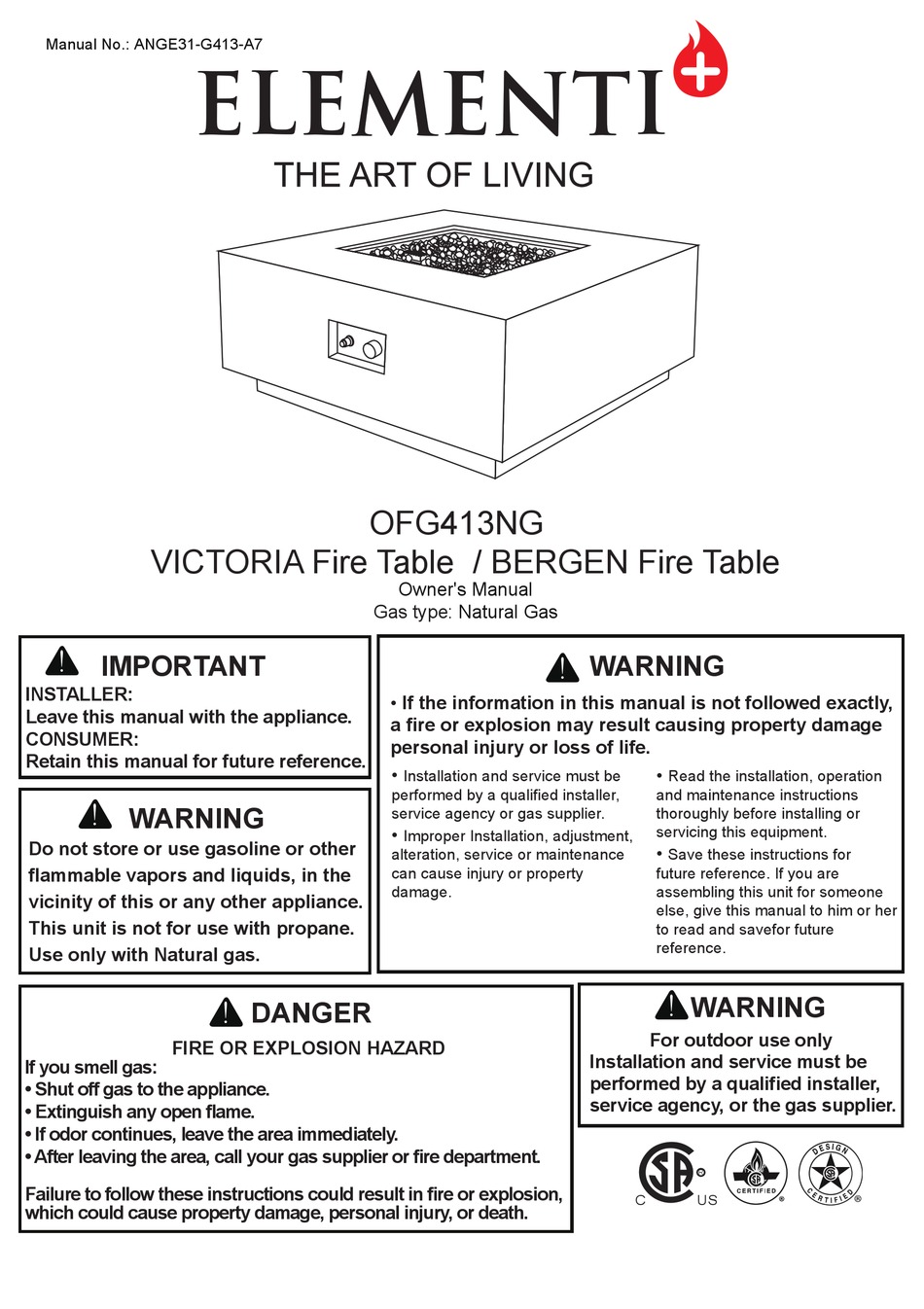 ELEMENTI VICTORIA OFG413NG OWNER'S MANUAL Pdf Download | ManualsLib