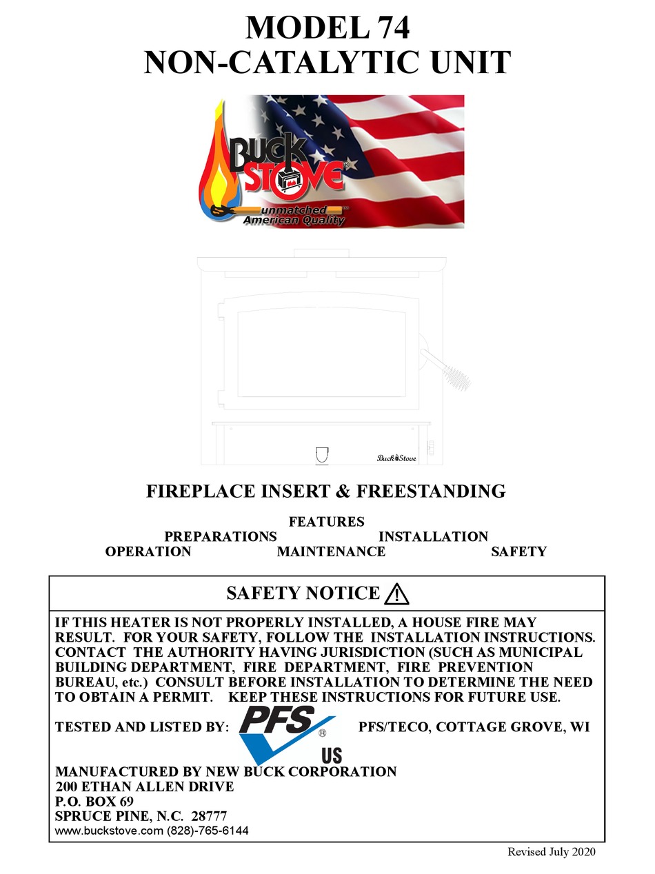 BUCKMASTER 74NC INSTALLATION, OPERATION AND MAINTENANCE INSTRUCTIONS ...