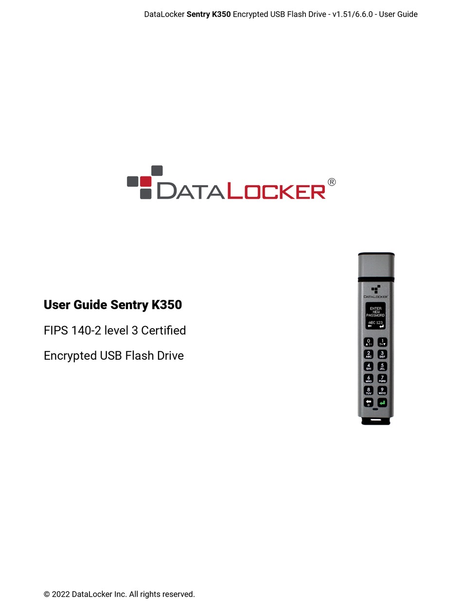 DATALOCKER SENTRY K350 USER MANUAL Pdf Download | ManualsLib