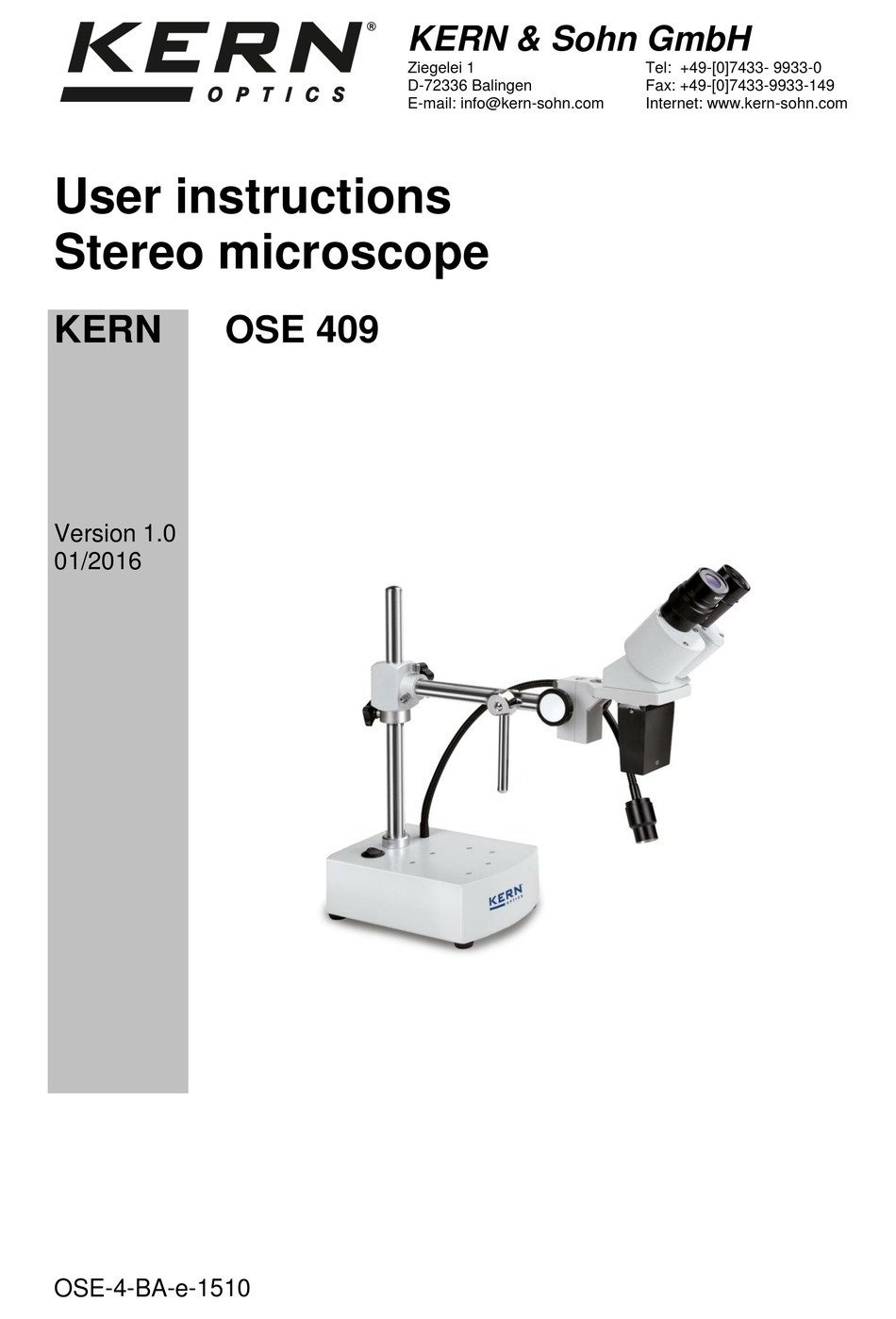 KERN OSE 409 USER INSTRUCTIONS Pdf Download | ManualsLib