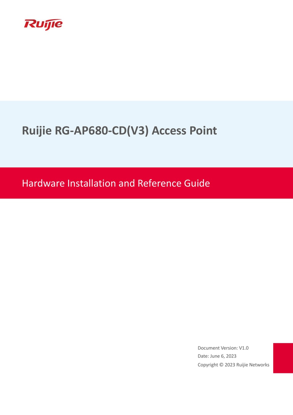 RUIJIE RG-AP680-CD HARDWARE INSTALLATION AND REFERENCE MANUAL Pdf Download | ManualsLib