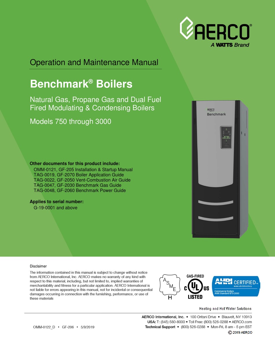 WATTS AERCO BENCHMARK OMM-0121 OPERATION AND MAINTENANCE MANUAL Pdf ... WATTS AERCO BENCHMARK OMM-0121 OPERATION AND MAINTENANCE MANUAL Pdf ...