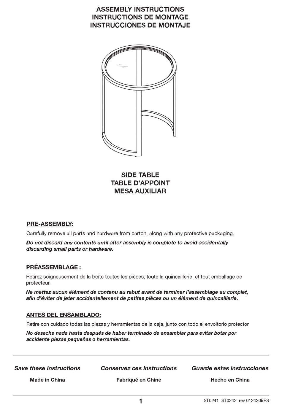 HAILEY HOME ST0241 ASSEMBLY INSTRUCTIONS Pdf Download | ManualsLib