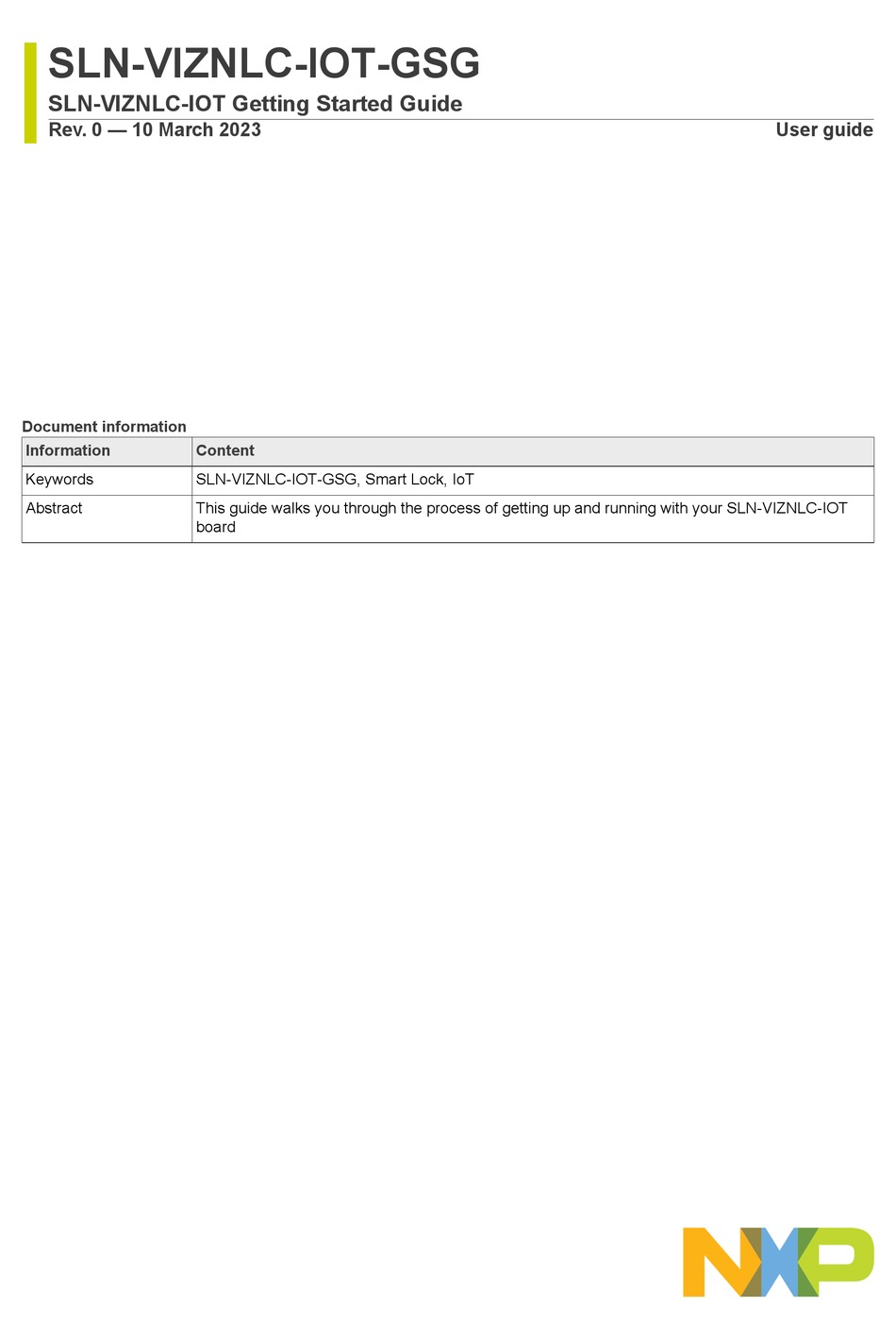 NXP SEMICONDUCTORS SLN-VIZNLC-IOT USER MANUAL Pdf Download | ManualsLib