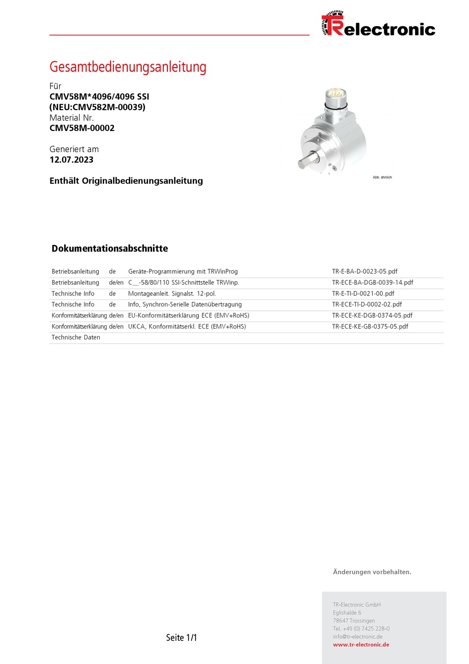 TR-ELECTRONIC C-58 SERIES USER MANUAL Pdf Download | ManualsLib