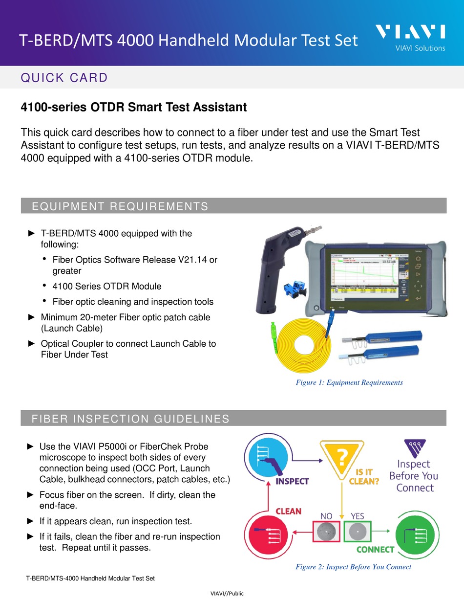 Viavi T Berd Mts 4000 Quick Start Manual Pdf Download Manualslib