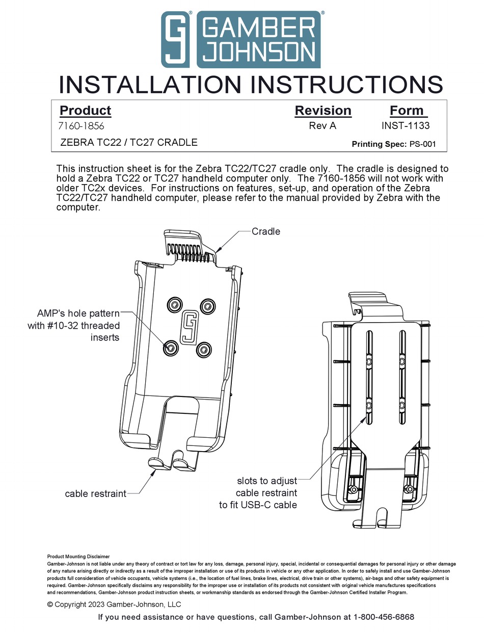 Gamber Johnson Zebra Tc22 Installation Instructions Pdf Download