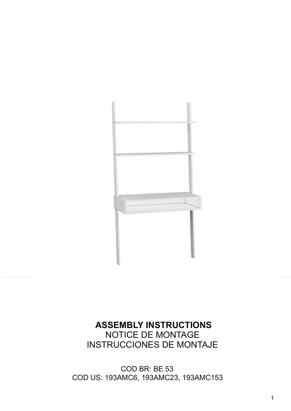 MANHATTAN COMFORT COOPER BE 53 ASSEMBLY INSTRUCTIONS MANUAL Pdf ...