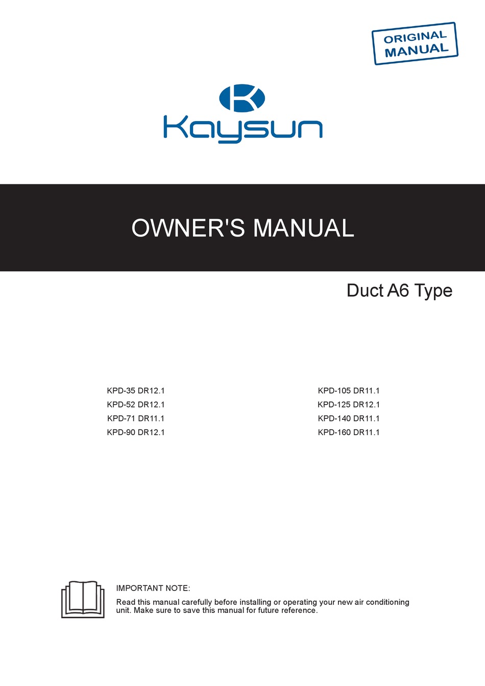KAYSUN KPD-35 DR12.1 OWNER'S MANUAL Pdf Download | ManualsLib