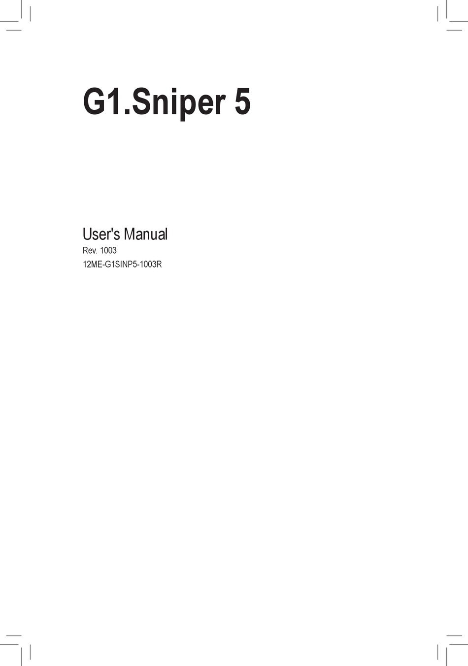 GIGABYTE G1.SNIPER 5 USER MANUAL Pdf Download | ManualsLib