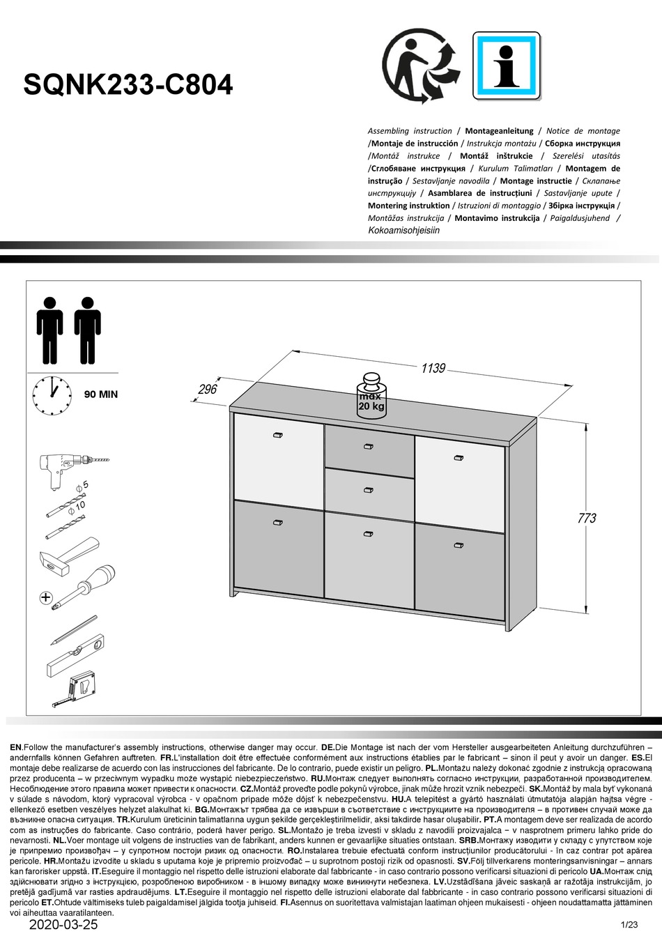FORTE SQNK233-C804 ASSEMBLING INSTRUCTION Pdf Download | ManualsLib