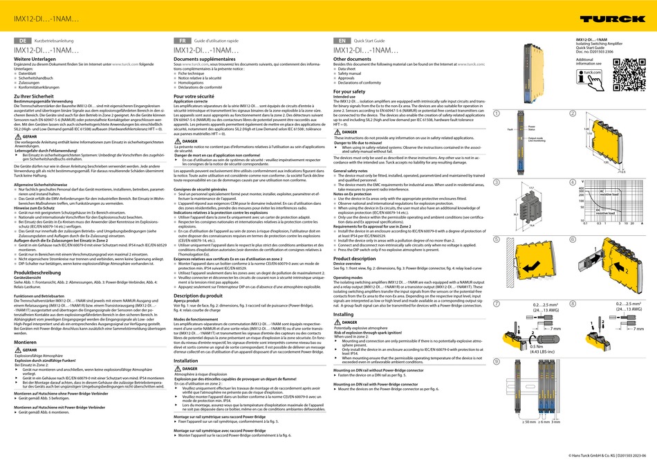 TURCK IMX12-DI 1NAM SERIES QUICK START MANUAL Pdf Download | ManualsLib