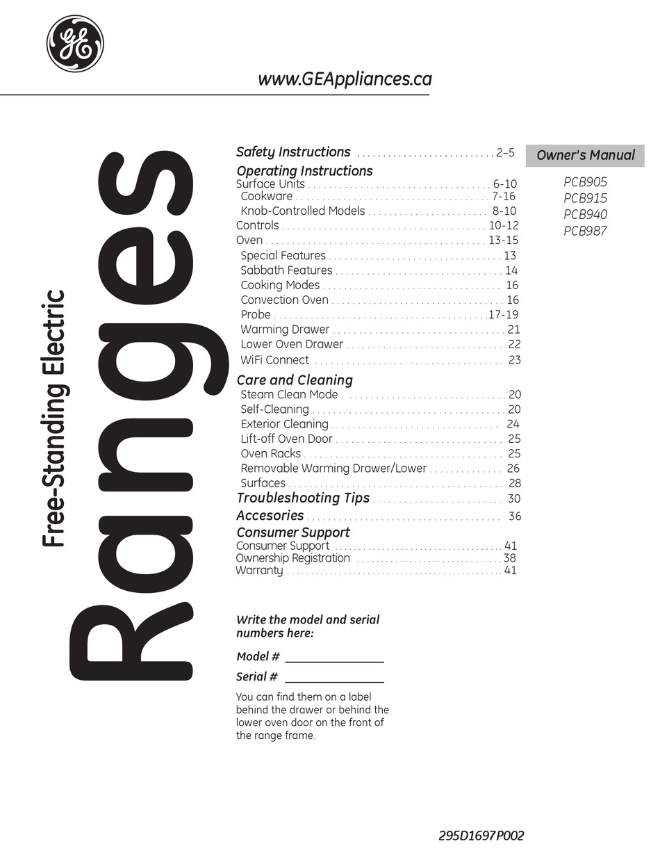 GE PCB987 OWNER'S MANUAL Pdf Download | ManualsLib
