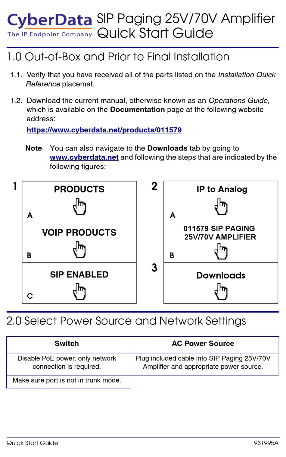 CYBERDATA 011579 QUICK START MANUAL Pdf Download | ManualsLib