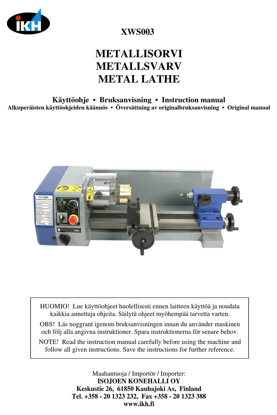 IKH XWS003 INSTRUCTION MANUAL Pdf Download | ManualsLib