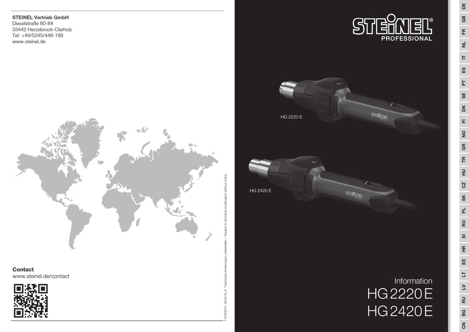 STEINEL HG 2220 E INFORMATION Pdf Download | ManualsLib