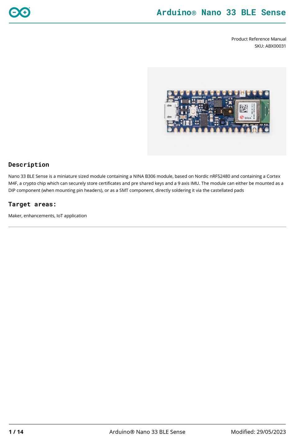 Arduino Abx00031 Product Reference Manual Pdf Download Manualslib