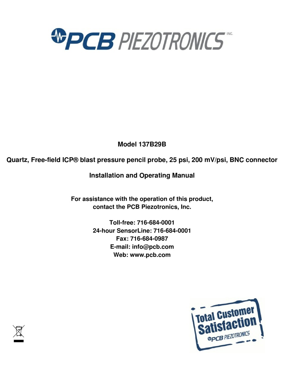 PCB PIEZOTRONICS PCB-137B29B INSTALLATION AND OPERATING MANUAL Pdf ...