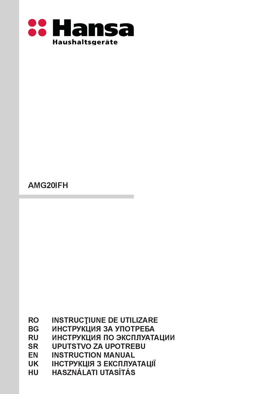 HANSA AMG20IFH INSTRUCTION MANUAL Pdf Download | ManualsLib