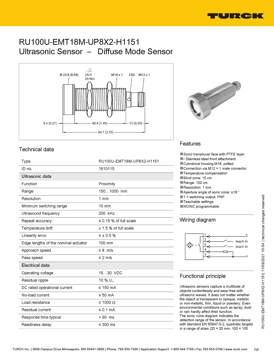 TURCK RU100U-EMT18M-UP8X2-H1151 QUICK START MANUAL Pdf Download ...