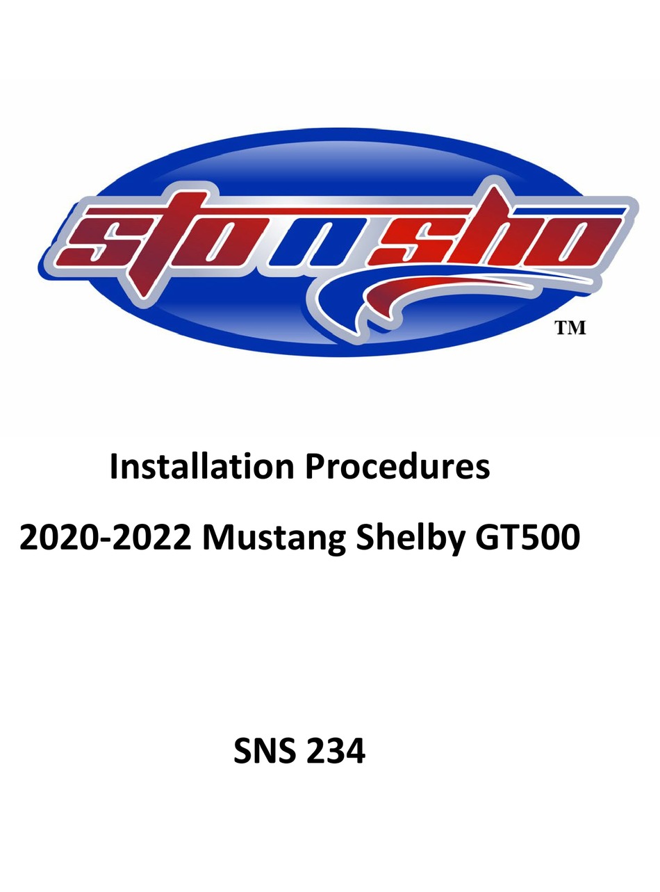 STO N SHO SNS 234 INSTALLATION PROCEDURES MANUAL Pdf Download | ManualsLib