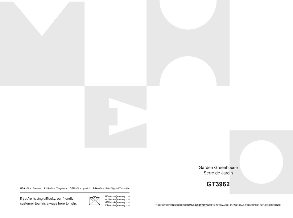 COSTWAY GT3962 MANUAL Pdf Download | ManualsLib